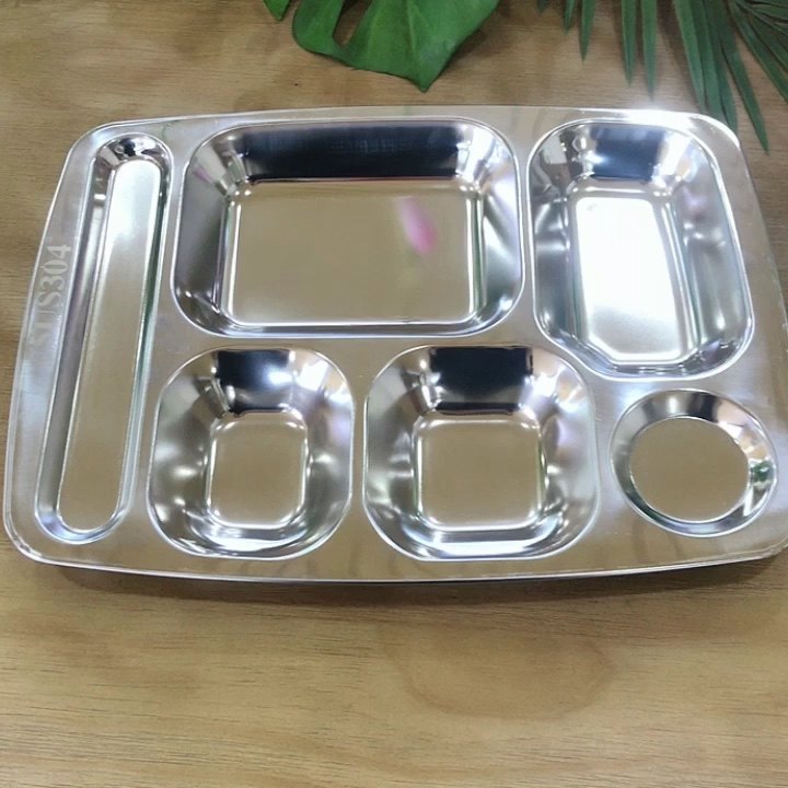 High Quality Stainless Steel Sus304 School Lunch Tray Five Compartments ...
