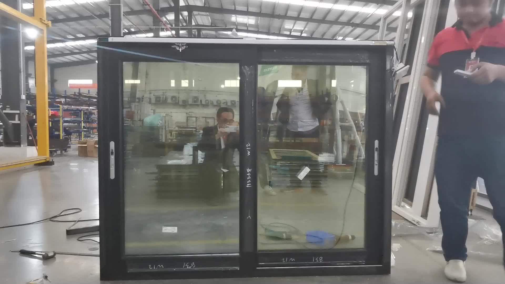 Wanjia Double Glazed Aluminum Frame Sliding Windows 3 Tracks Sliding ...