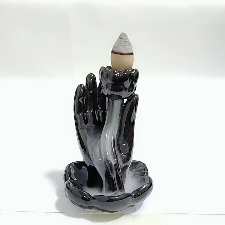 Ywbeyond Lotus Waterfall Backflow Incense Burner Ceramic Censer Smoke ...