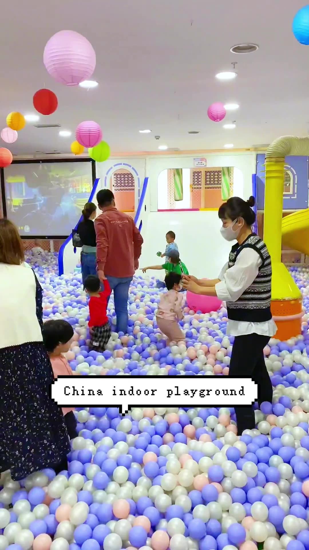 Kids Play Area Double Slide Ball Pit Toboggan Aquatique Baby Indoor ...