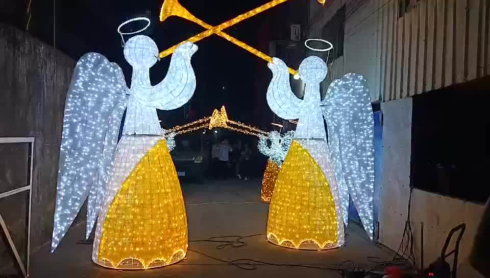 Outdoor 3d Large Lighted Angel Sculpture Christmas Illumination For ...