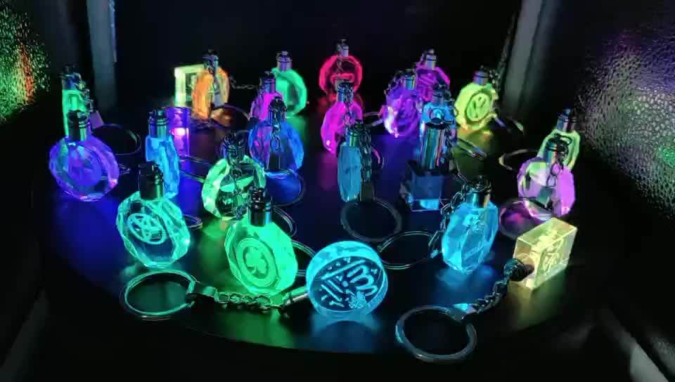 Cheap Wholesale K9 Blank Sublimation Led Crystal Keychains Custom Blue ...