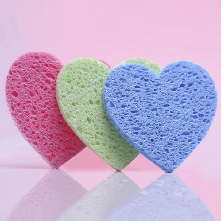 Heart Shape Compressed Natural Cellulose Facial Cleaning Washing ...