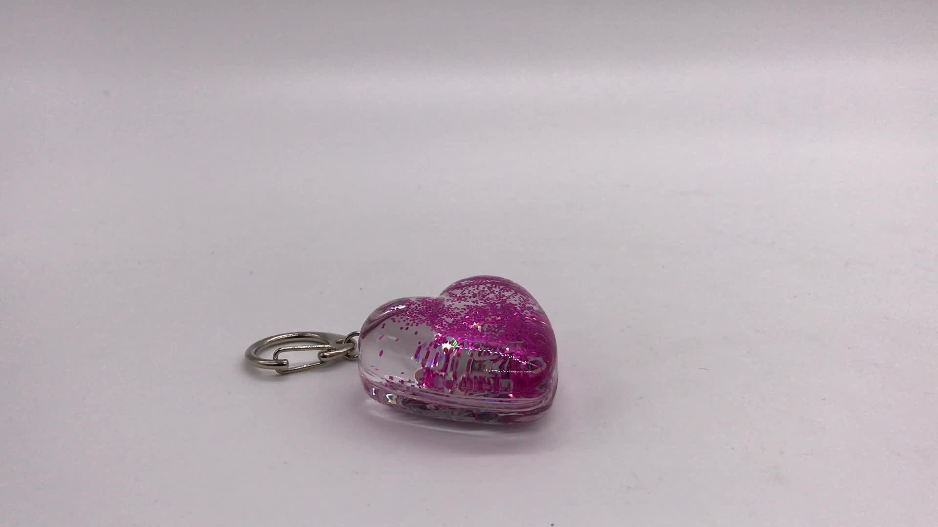 Heart Shape Surface Liquid Keychain Custom Glitter Keychains - Buy ...