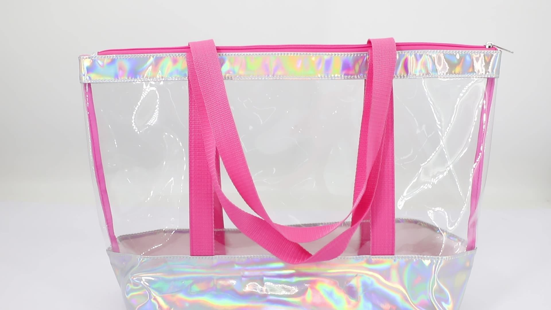 Wholesale Clear Pvc Holographic Pu See Through Tote Bag Iridescent ...