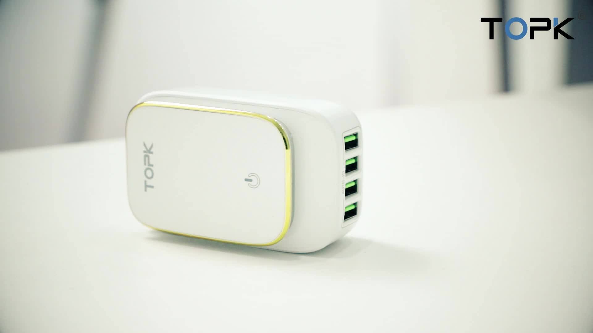 Topk B413 4-port 22w Adjustable Led Lamp Usb Charger Adapter Auto-id ...