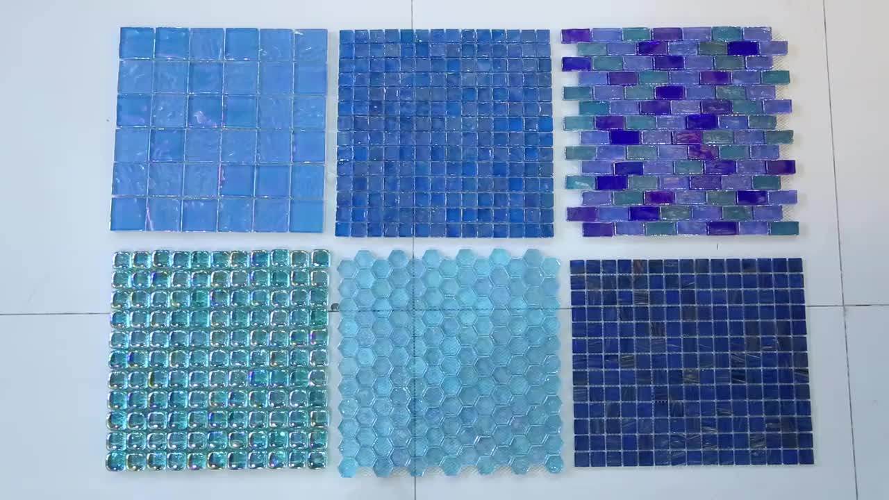Swimming Pool Floor Aquatic Ocean Blue Square Manufacturer Glass Mosaic ...
