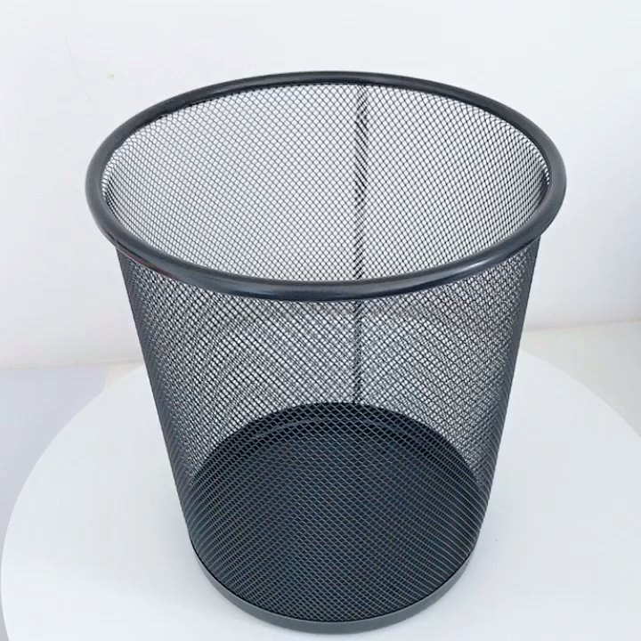 Mesh Wastebasket Trash Can Circular Garbage Bin Small Metal For ...