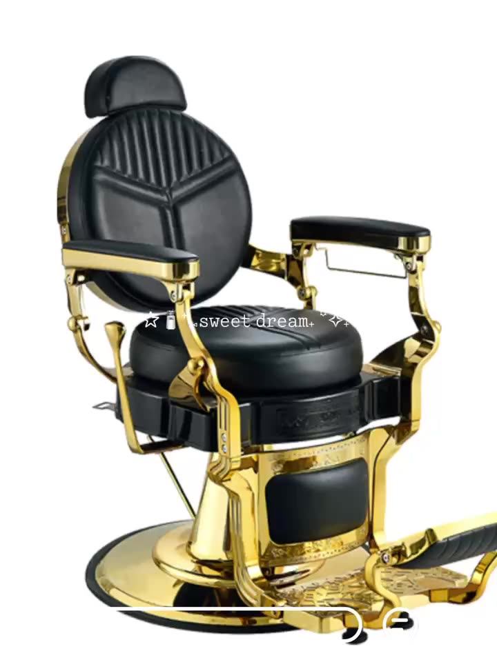 Heavy Duty Adjustable Height Beauty Recliner Barber Chair Gold Base ...