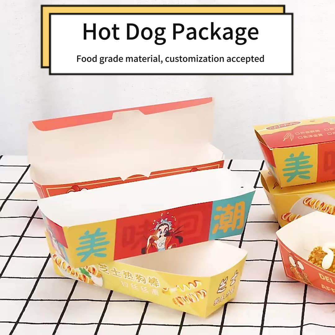 Custom Portable Fast Food Kraft Paper Packaging Corn Dog Takeaway ...