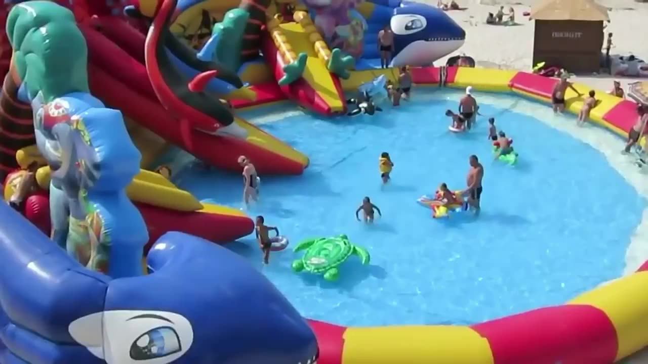 Commercial Custom Adult Inflatable Water Park Land Kids Inflatable ...