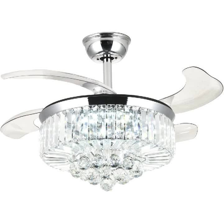 2020 New 42" Crystal Retractable Acrylic Blade Ceiling Fan Light Led ...