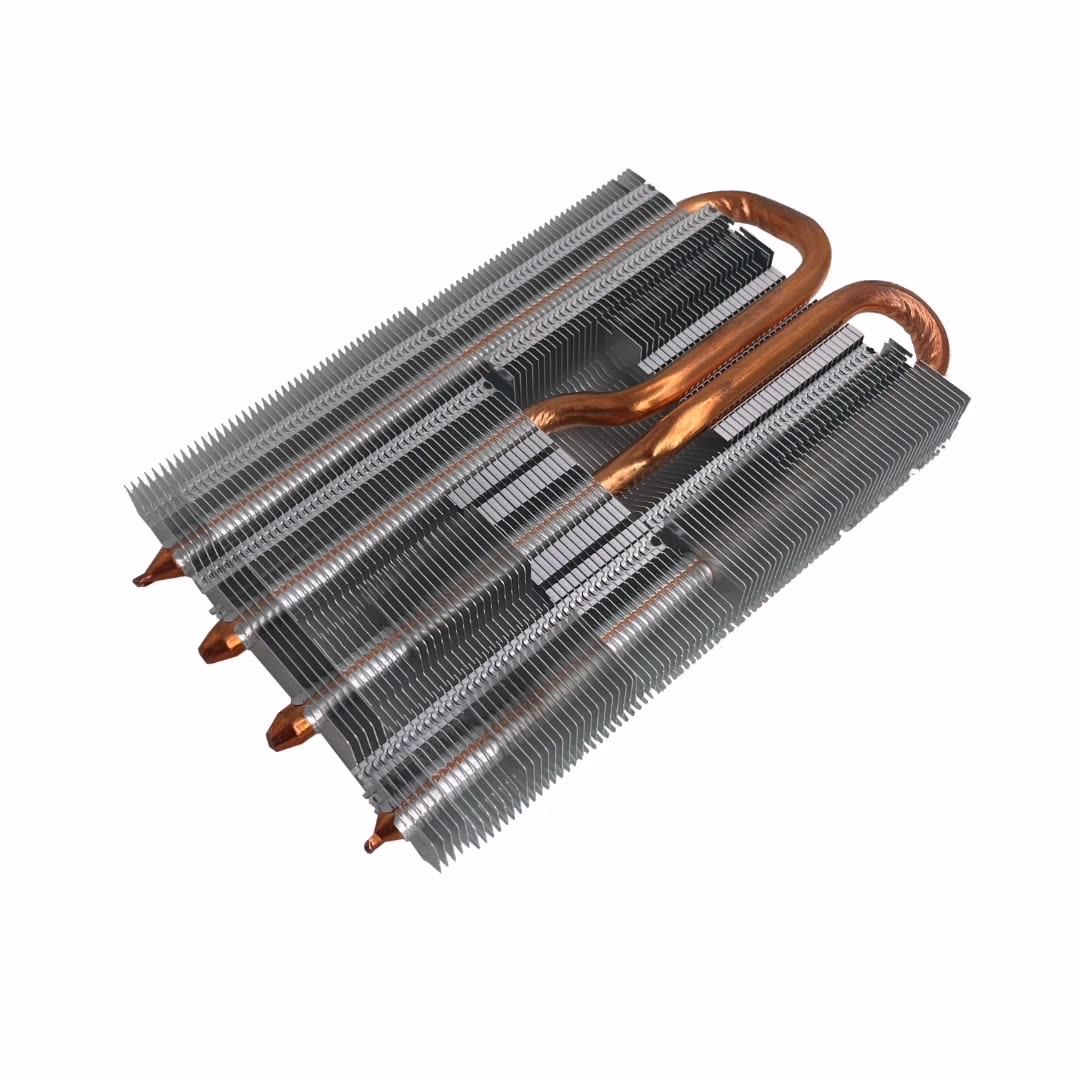 冲压铝鳍片铜管散热器 铜管穿fin铝鳍片散热器-阿里巴巴
