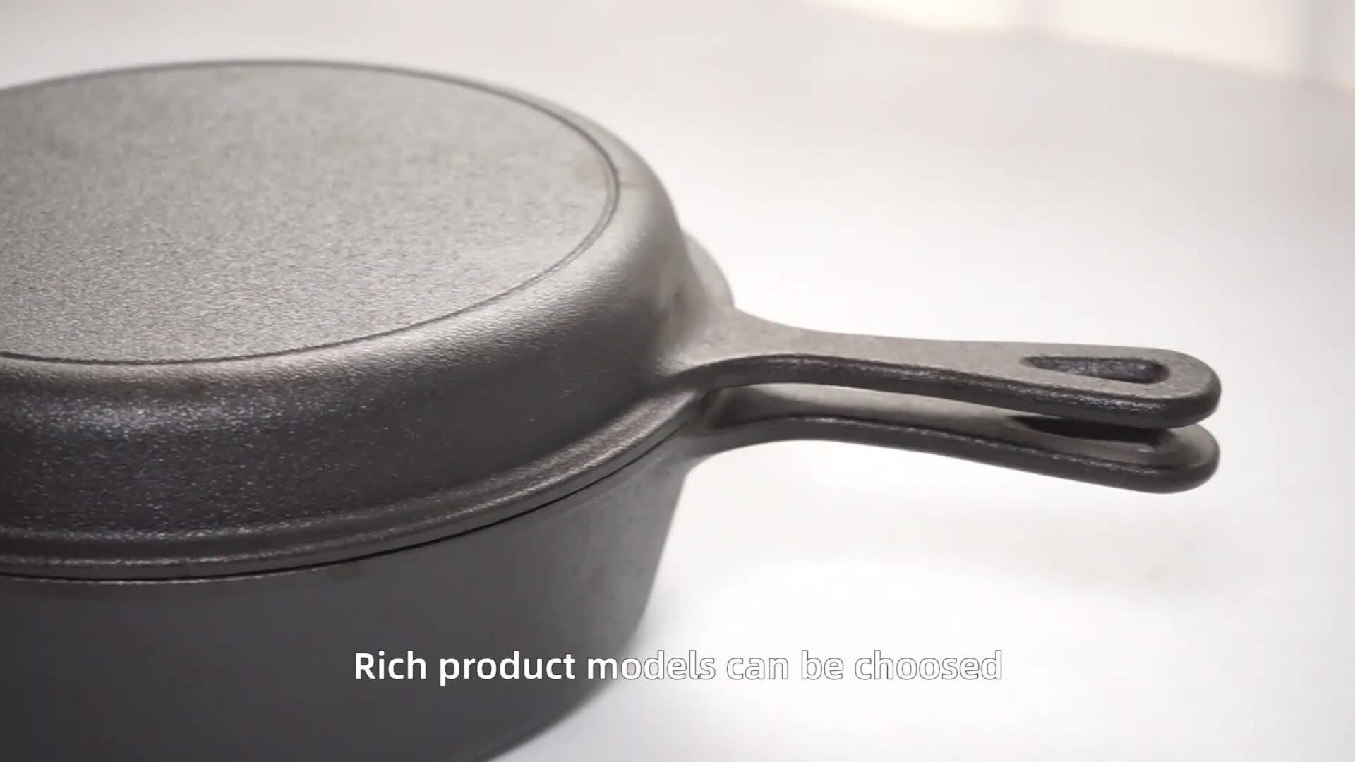 Cast Iron 2-in-1 Multi Combo Cooker Non-stick Round Double Dutch Oven ...