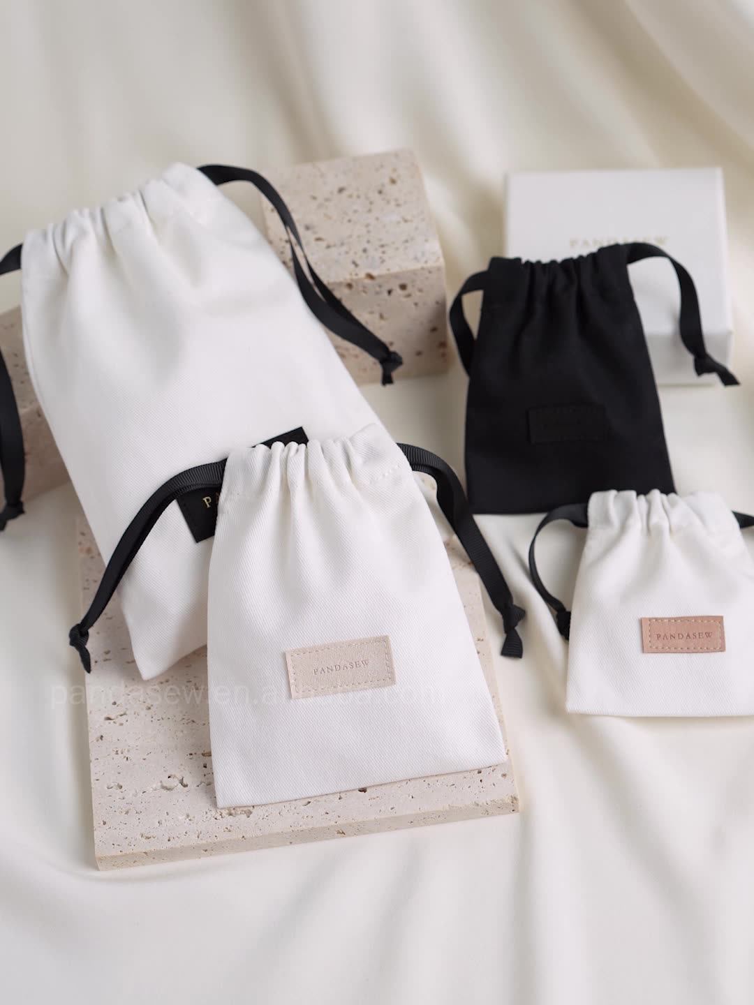 Pandasew Custom Logo Sachet Pour Bijoux Small Gift Bags Twill Cotton ...