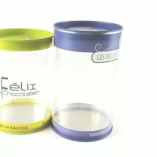 Clear Cookies Plastic Cylinder Container Packaging With Metal Lid - Buy ...