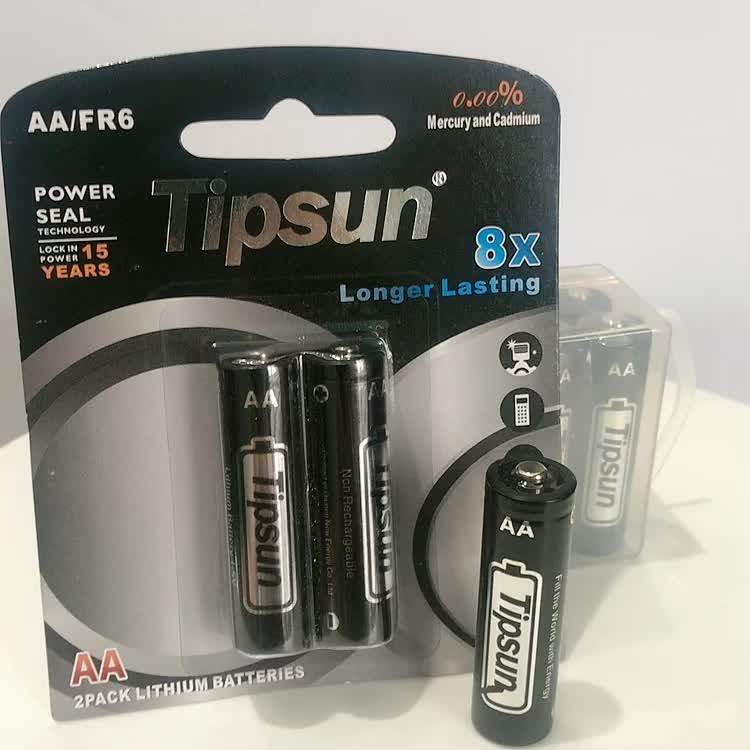 12 Batteries Aa Tipsun 1.5v 2900mah Fr6 Aa Lithium Battery - Buy 1.5v ...
