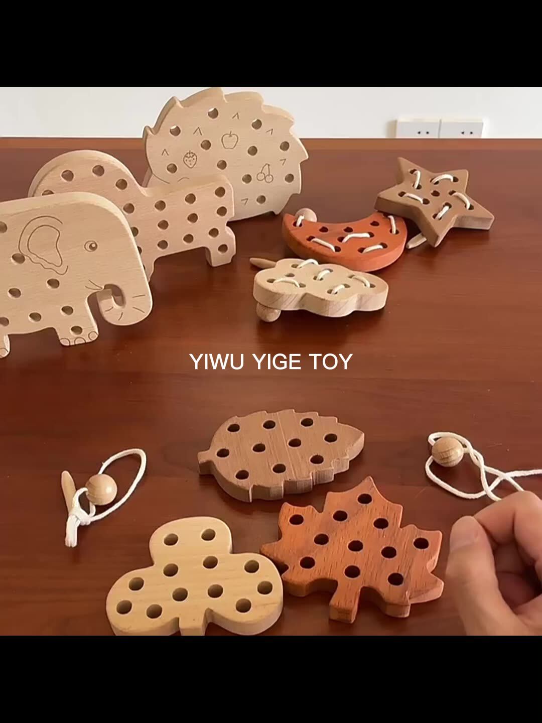 Wooden Threading Toy Shaped Lacing Montessori Educational Toys For Kids ...