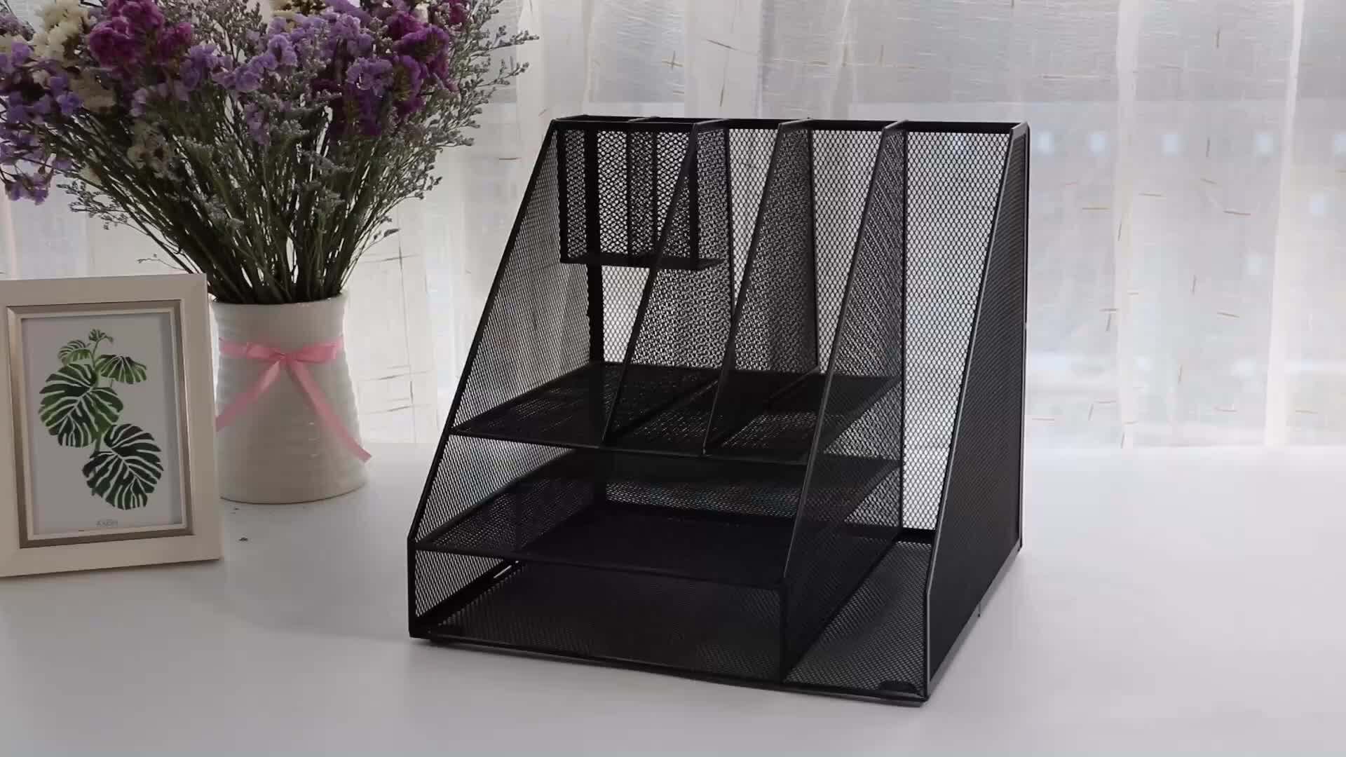 Wideny New Products Desktop Storage Office Supplies Mesh Desk Shelf ...