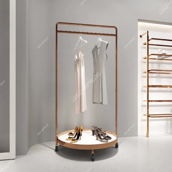 Showroom Design Modern Gold Wall Mounted Bag And Handbag Display Shoe ...