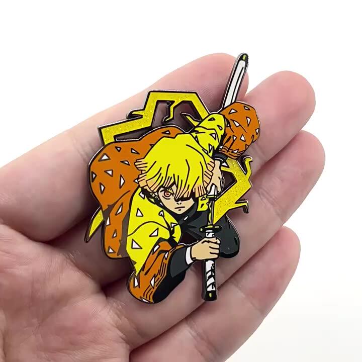 Japan Demonslayeres Agatsuma Zenitsu Anime Brooch Pin Medals Metal Toys ...