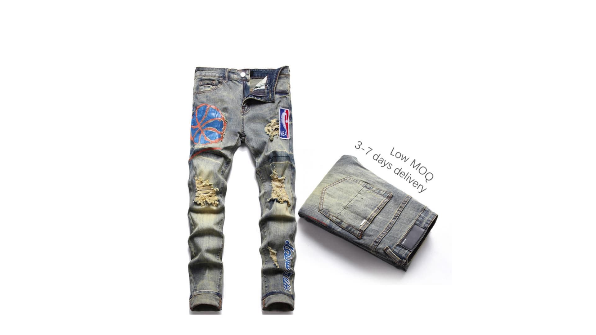 Hot Selling Amiris Denim Ripped Patch Jeans Denim Pants Wholesale ...