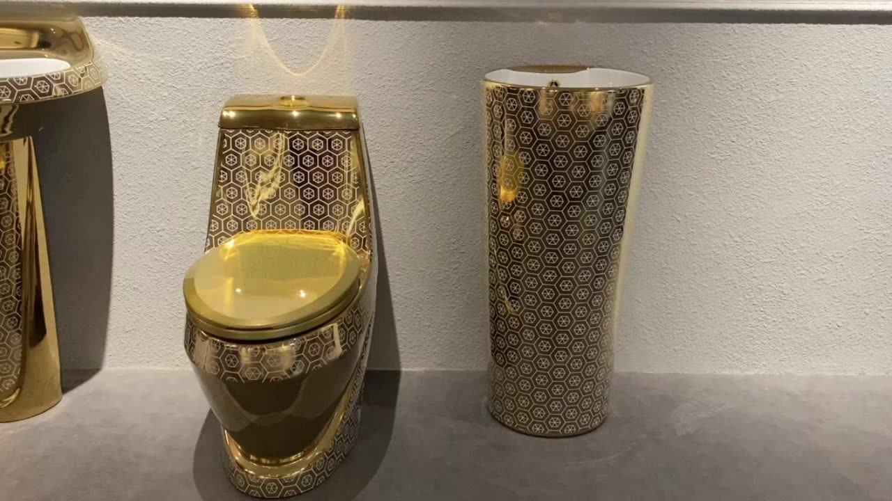 Toilette Moderne Luxury Electroplated Commode Wc Water Closet One Piece ...