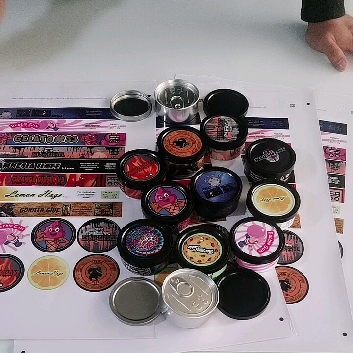Empty Food Grade 3.5g Weed Pressitin Tin Cans With Sticker Pressitin ...