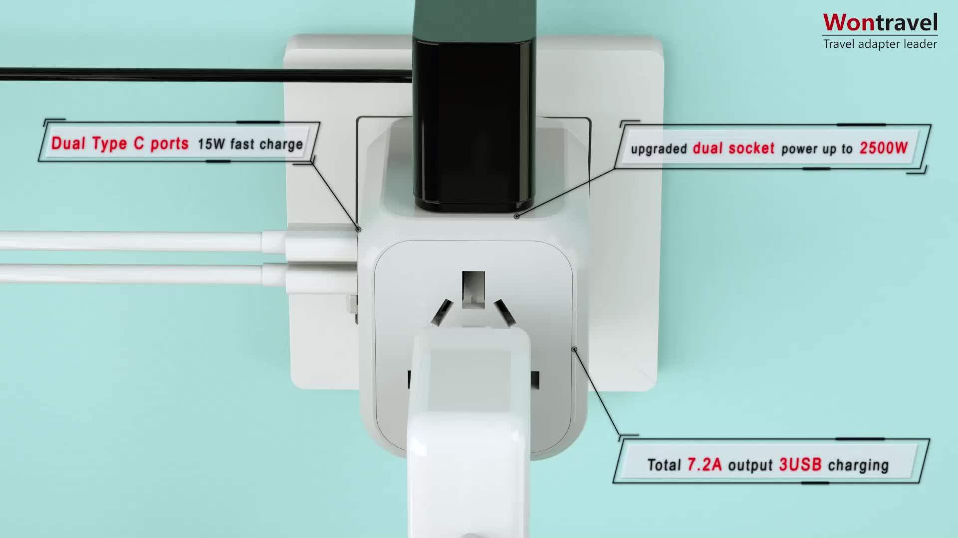 Patents Protected 18w Pd Quick Charging Dual Ac Socket Plug Adaptor ...