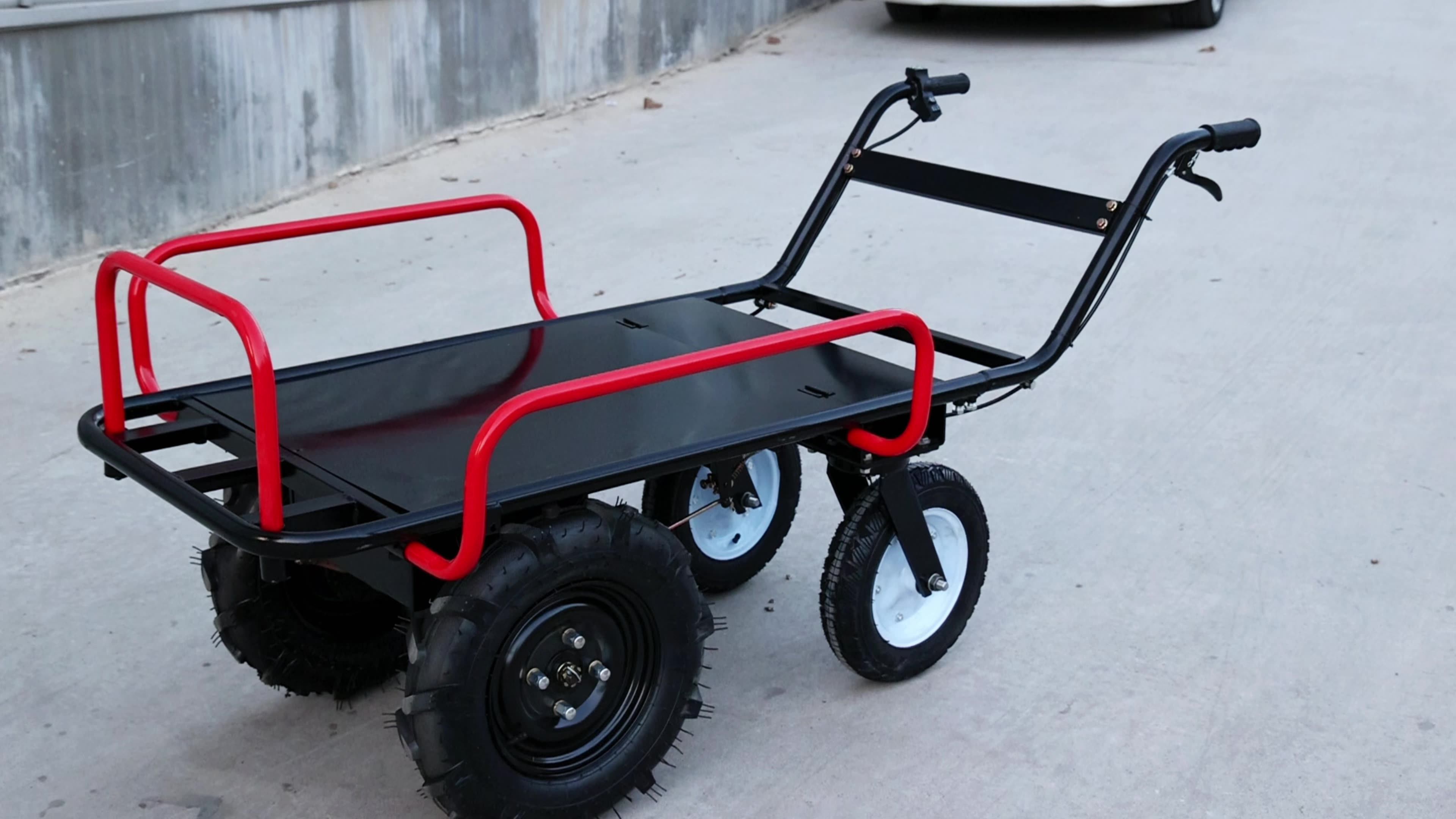 Household Industrial Electric Small Cart 4 Wheels Platform Hand Cart ...