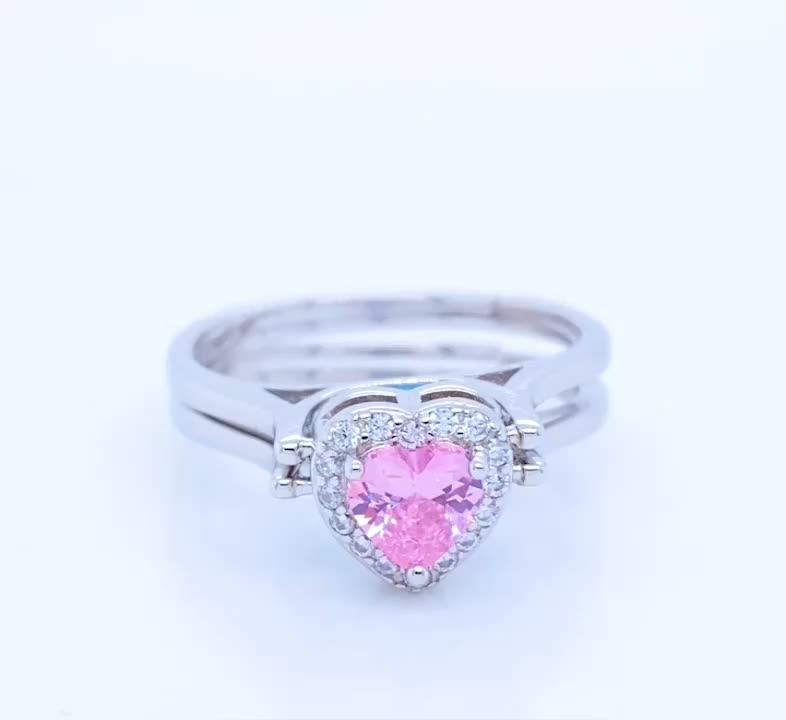 New Product Fashionableheart Shape Adjustable Reversible Flip Ring ...