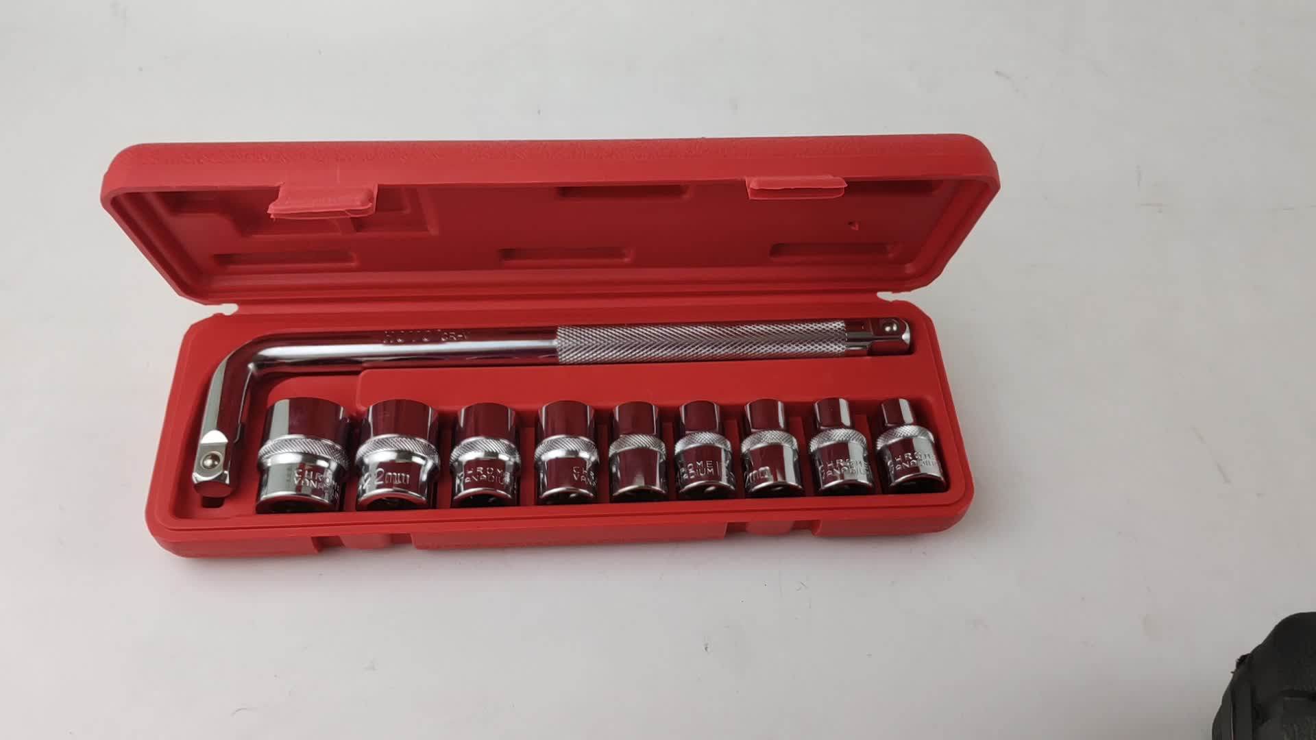 1/2" Drive 10pcs Blue Tape Chrome Vanadium Socket Set With L Handle In ...