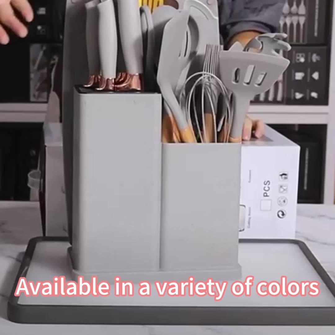 New Luxury Cookware Silicone Kitchen Utensils Set 19 Pcs Silicone With ...