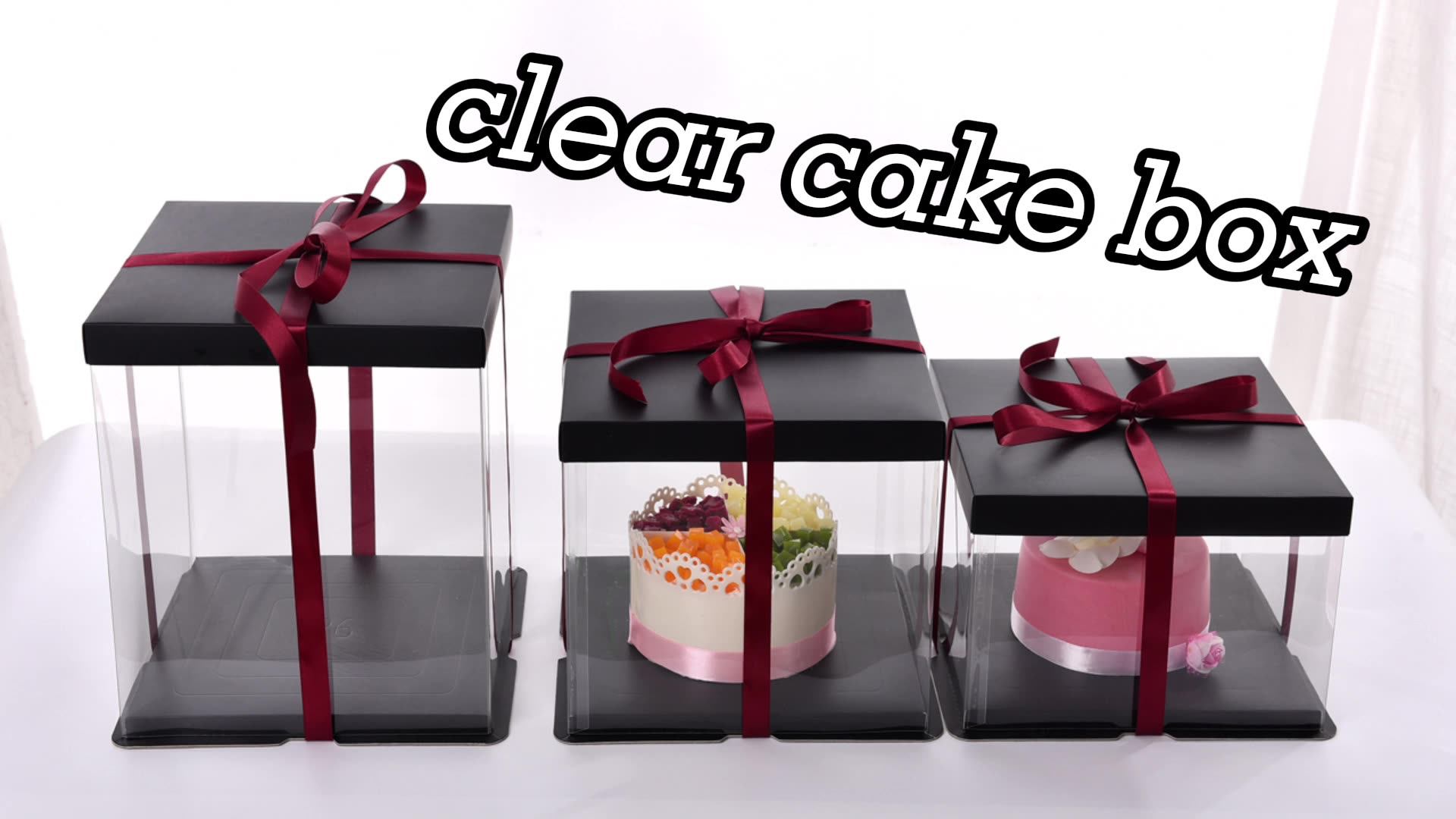 8 Inch Square Clear Plastic Transparent Border Paper Lid Box For ...