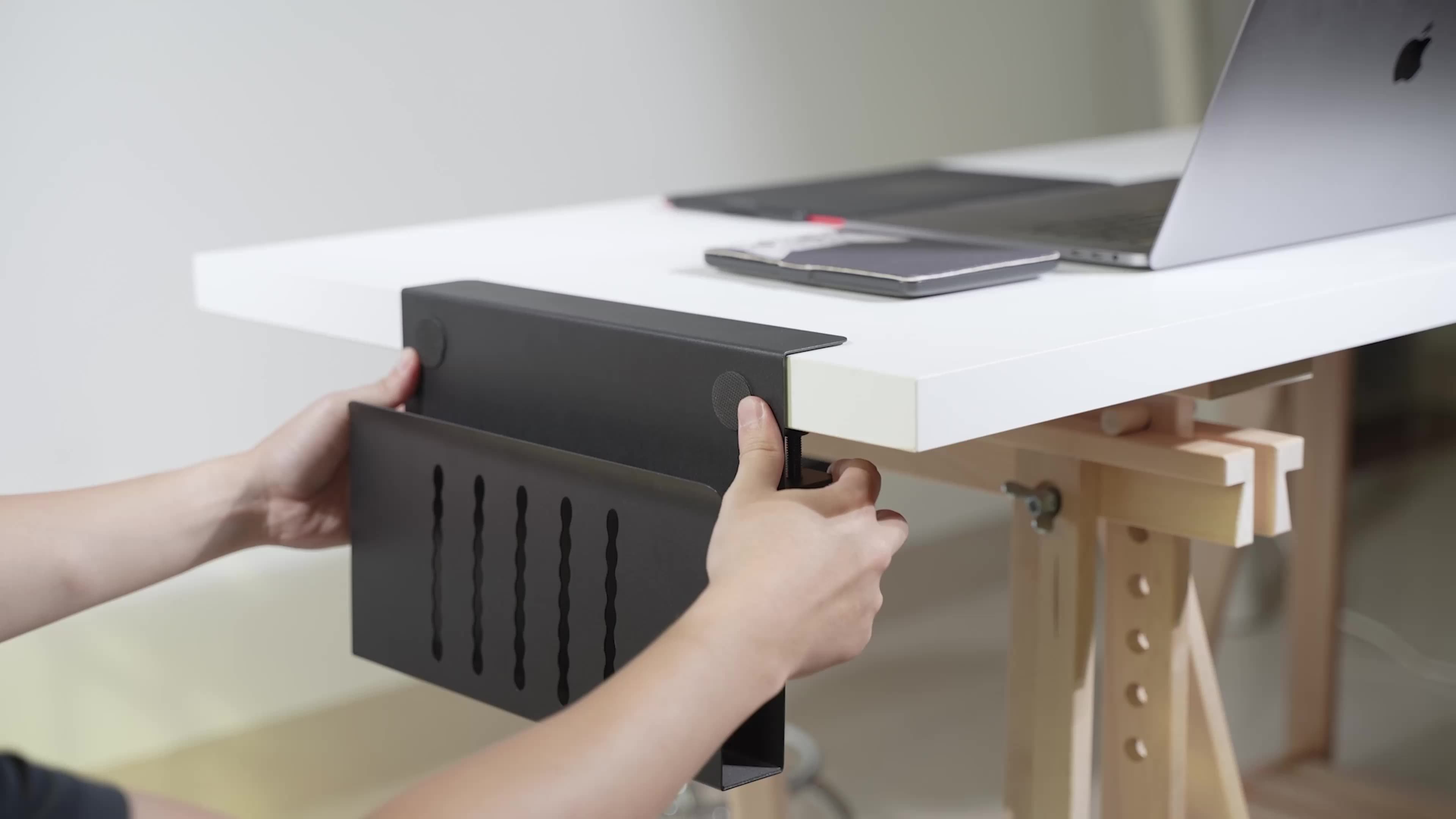 Clamp-on Desk Metal Pegboard Organizer Standing Desk Accessories Office ...