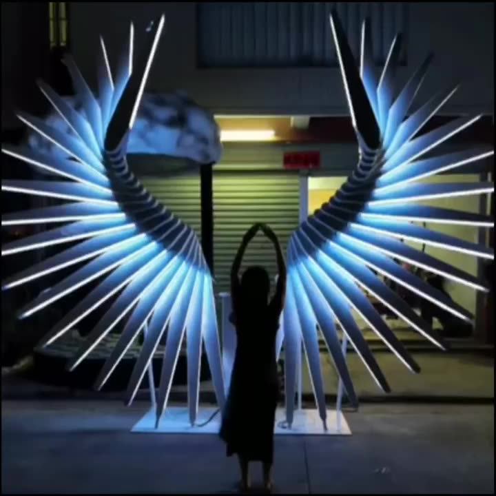 Outdoor Colorful Interactive 3d Angel Wings Landscape Led Light - Buy ...