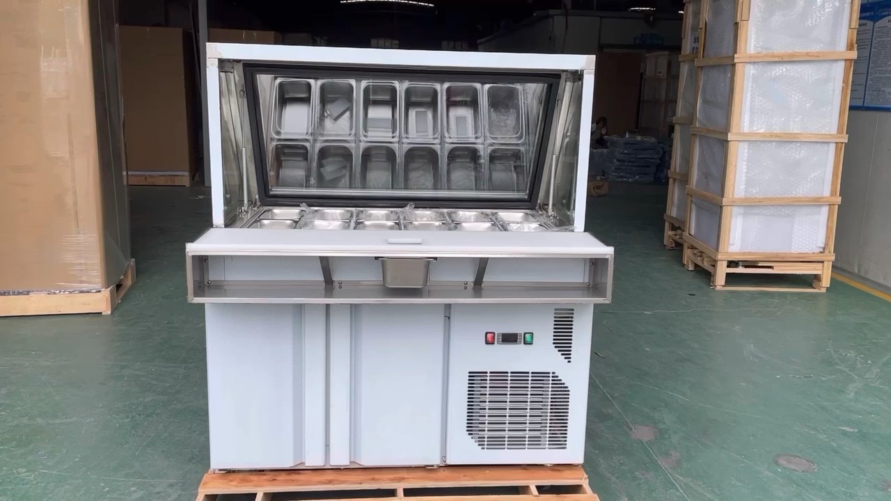 30 Pans Sandwich Prep Table Refrigerated Pizza Prep Table Commercial ...