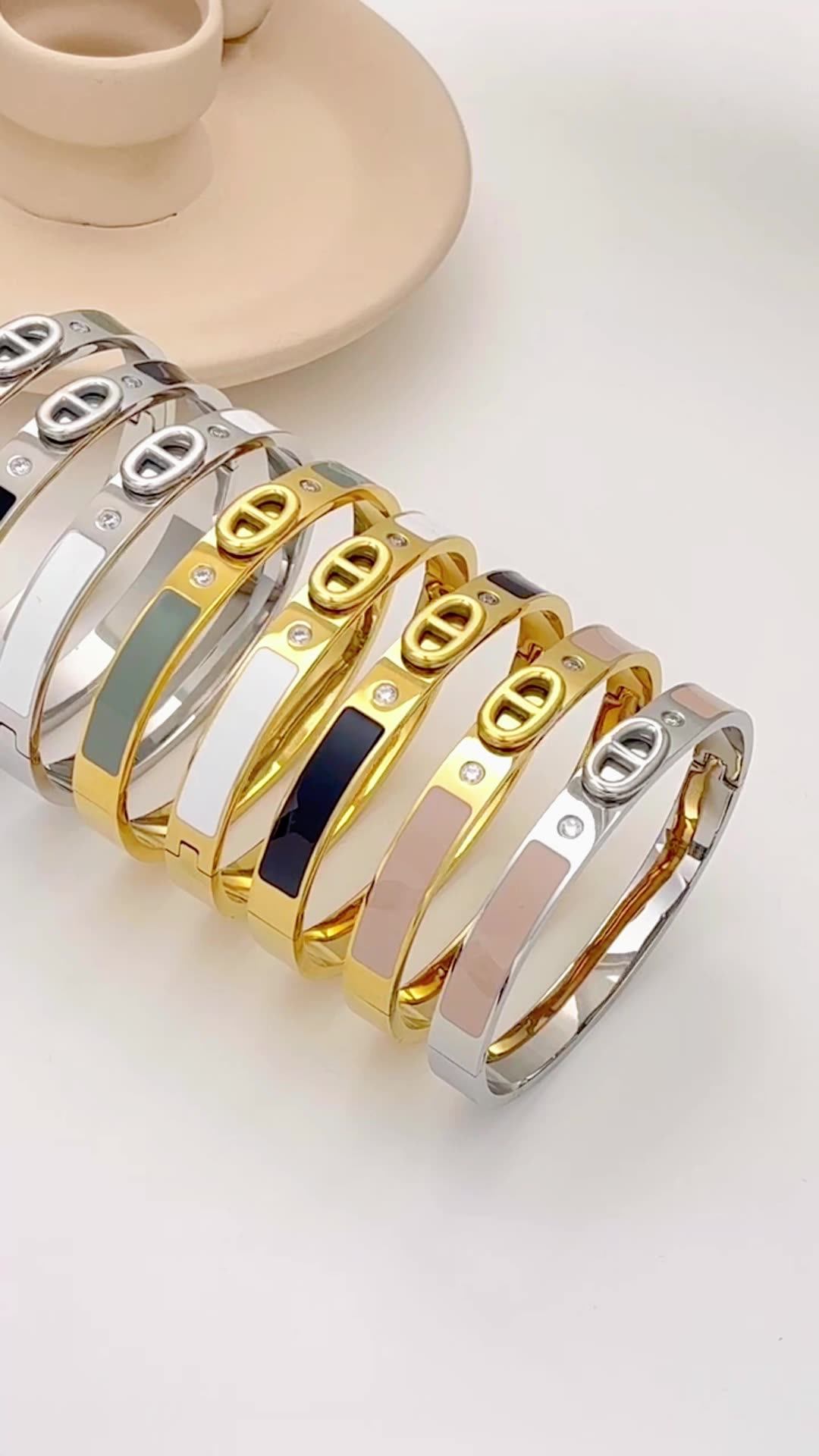 Xixi Acier Inoxydable Shell Pig Nose Buckle Accessory Women 18k Gold ...