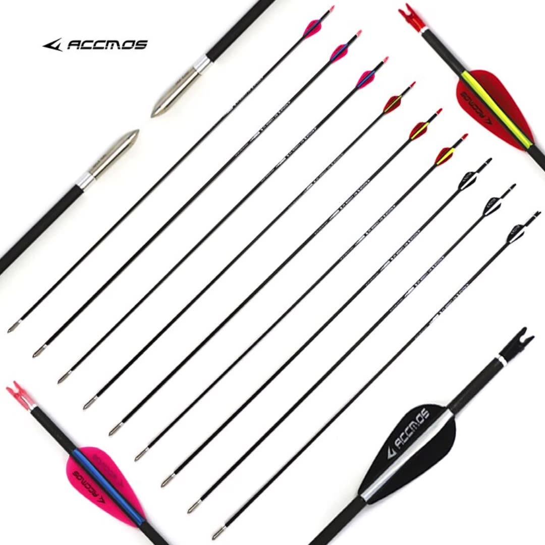 Accmos Pure Carbon Arrow Id 3.2 Spine 350-1000 Replaceable Tips Target ...