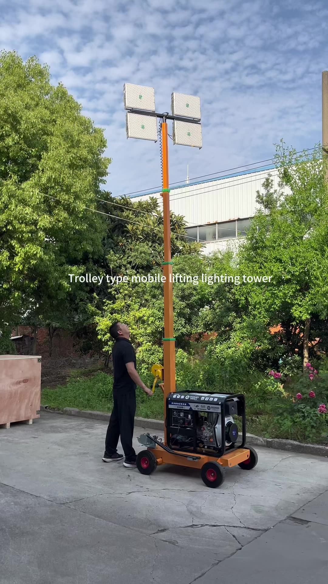 2024 New 5 Meters Mast 1000w Pushcart Type Lighting Tower Metal Halide ...
