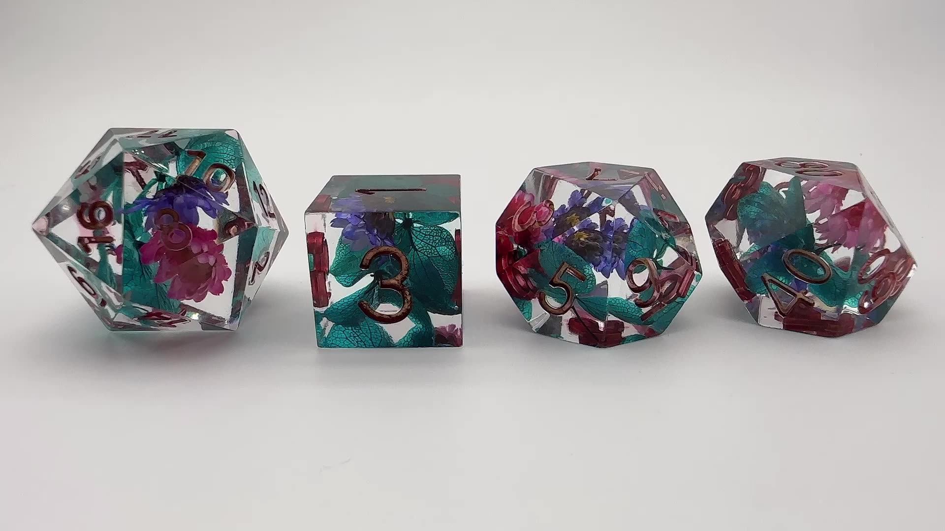 Custom Dnd Dice Set D20 Handmade Sharp Edge Dice 7 Piece Rpg Dice Game ...