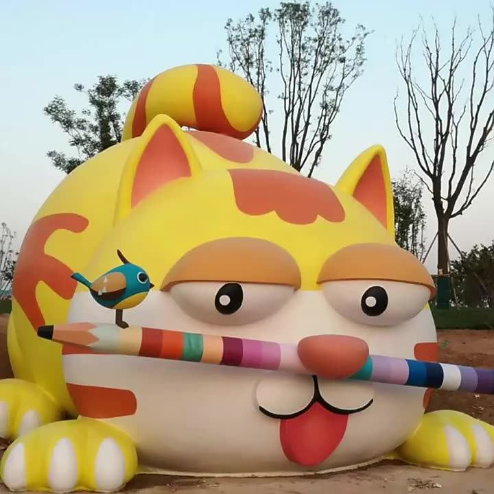 Outdoor Fiberglass Cartoon Garfield Sculpture For Resin Home Decoration ...