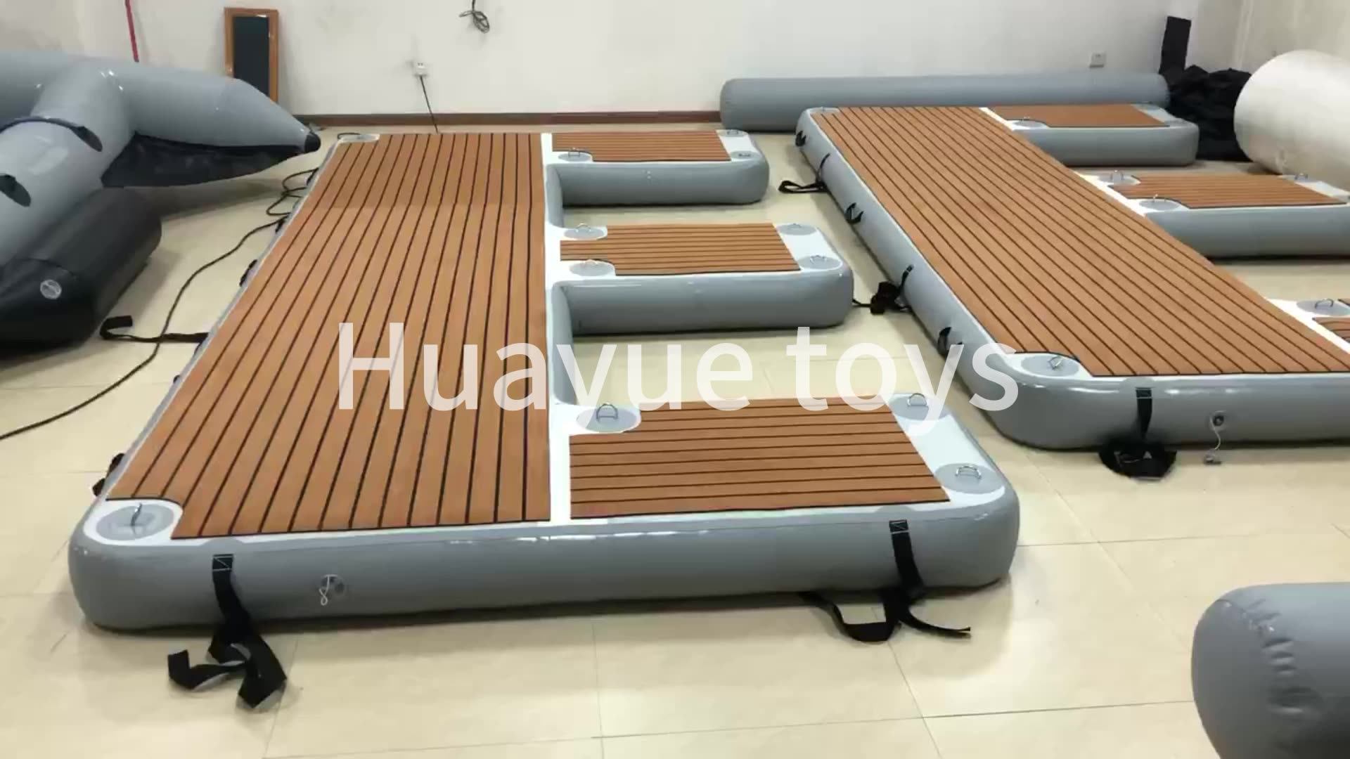 C Shape Drop Stitch Teak Floating Water Inflatable Motor Boat Station ...