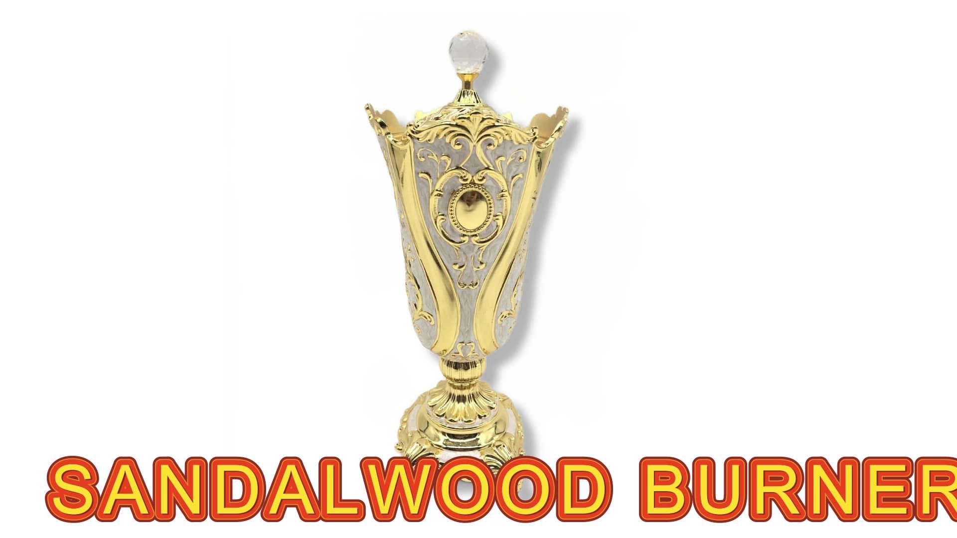 Elegant Big Size Square Shape Golden Plated Incense Bukhoor Bakhoor ...