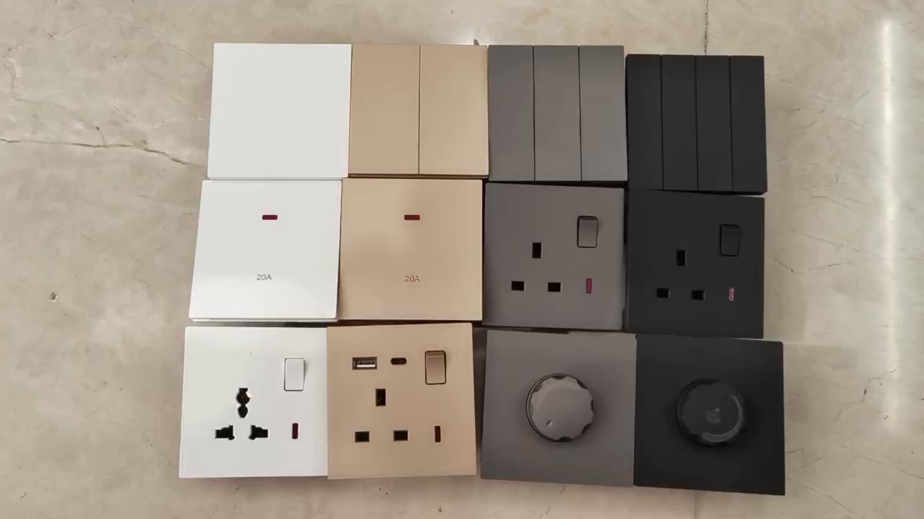 British Standard Ultra-slim Design White Color 4 Gang 1 Way Wall Light ...