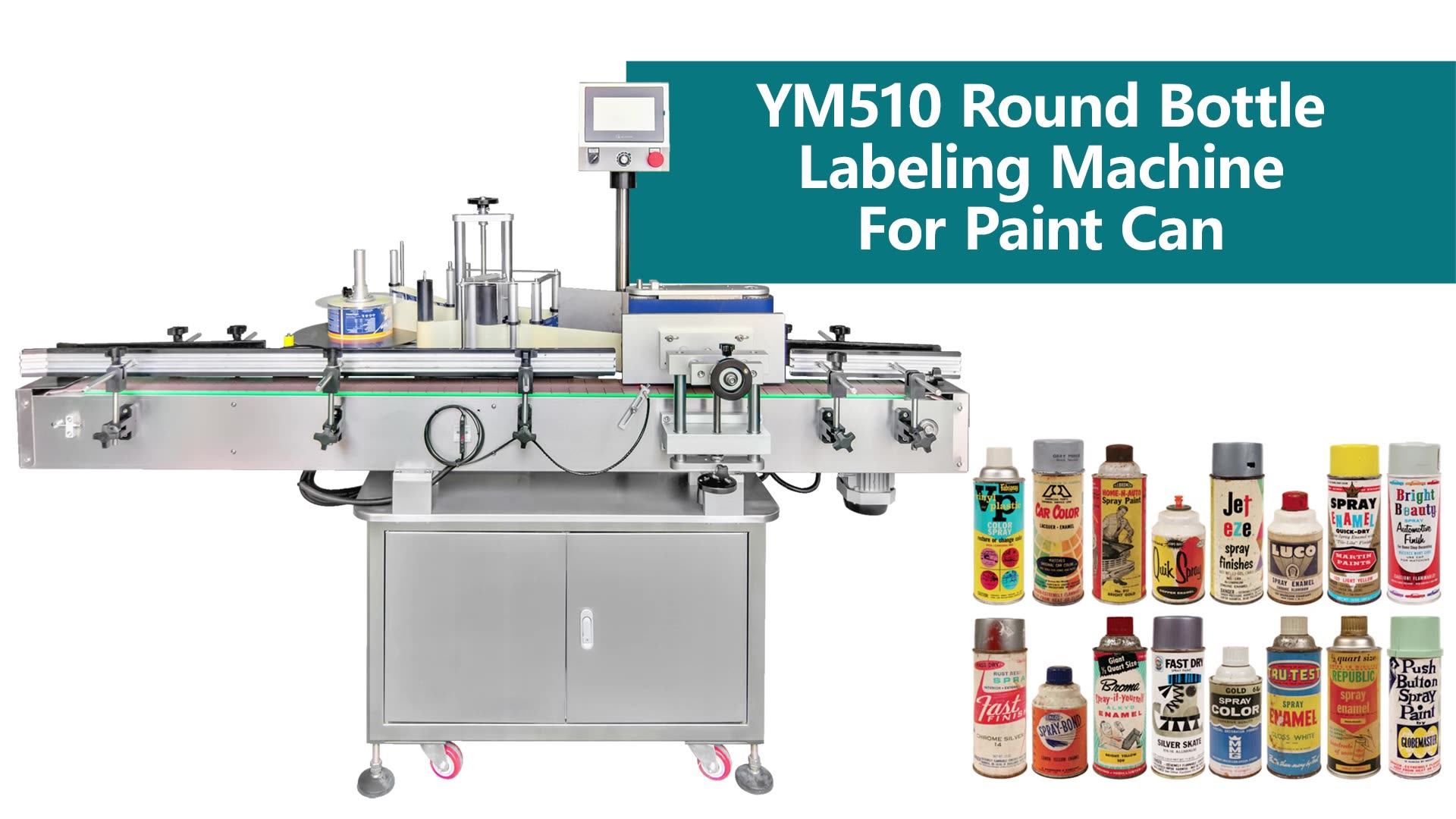 Ym510 Automatic Ss304 Round Glass Beer Bottle Applicator Paint Can ...