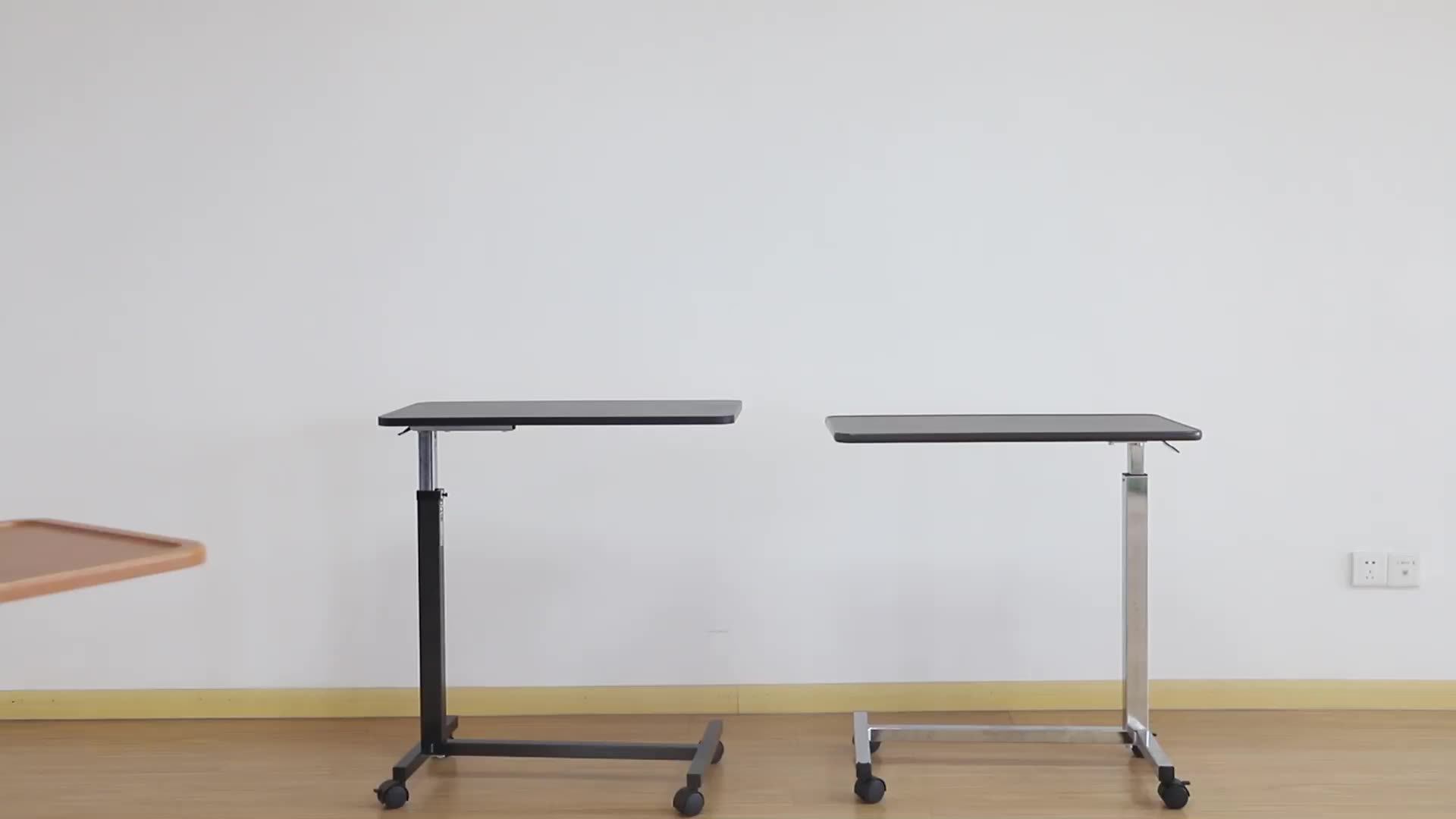 Jm0601 Adjustable Medical Gas-spring Folding Overbed Table With Wood ...