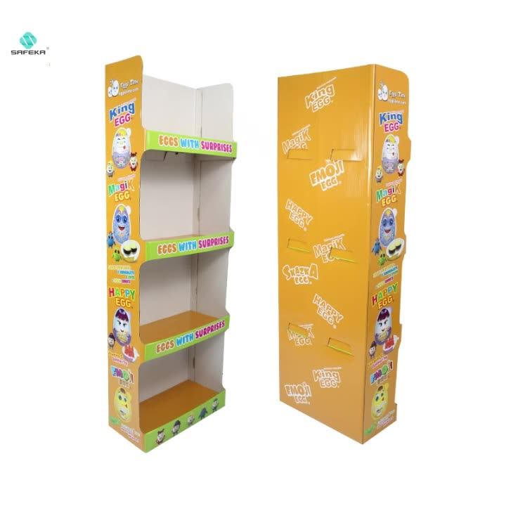 3 Tier Tilt Back Collapsible Carton Store Candy Shelf Custom Printing ...