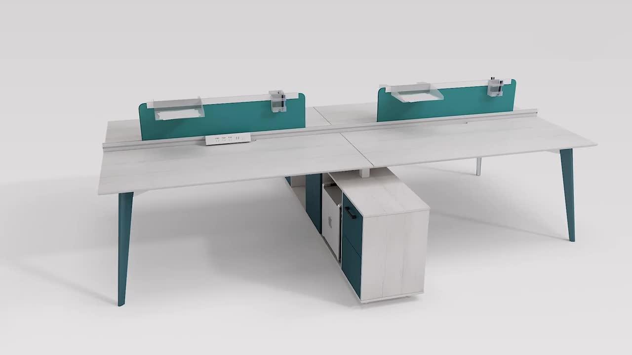 Office Furniture Work Stations With Cabinet 4 Person Set Office ...