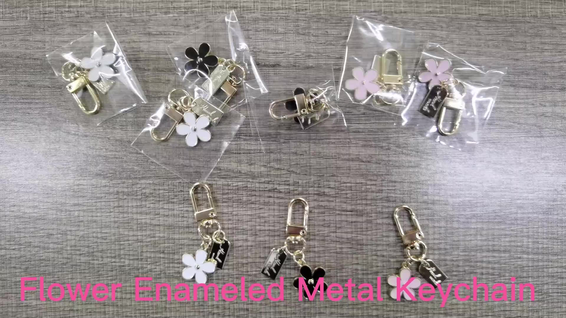 Custom Key Chains Women's Flower Bag Charms Enameled Metal Keychain ...